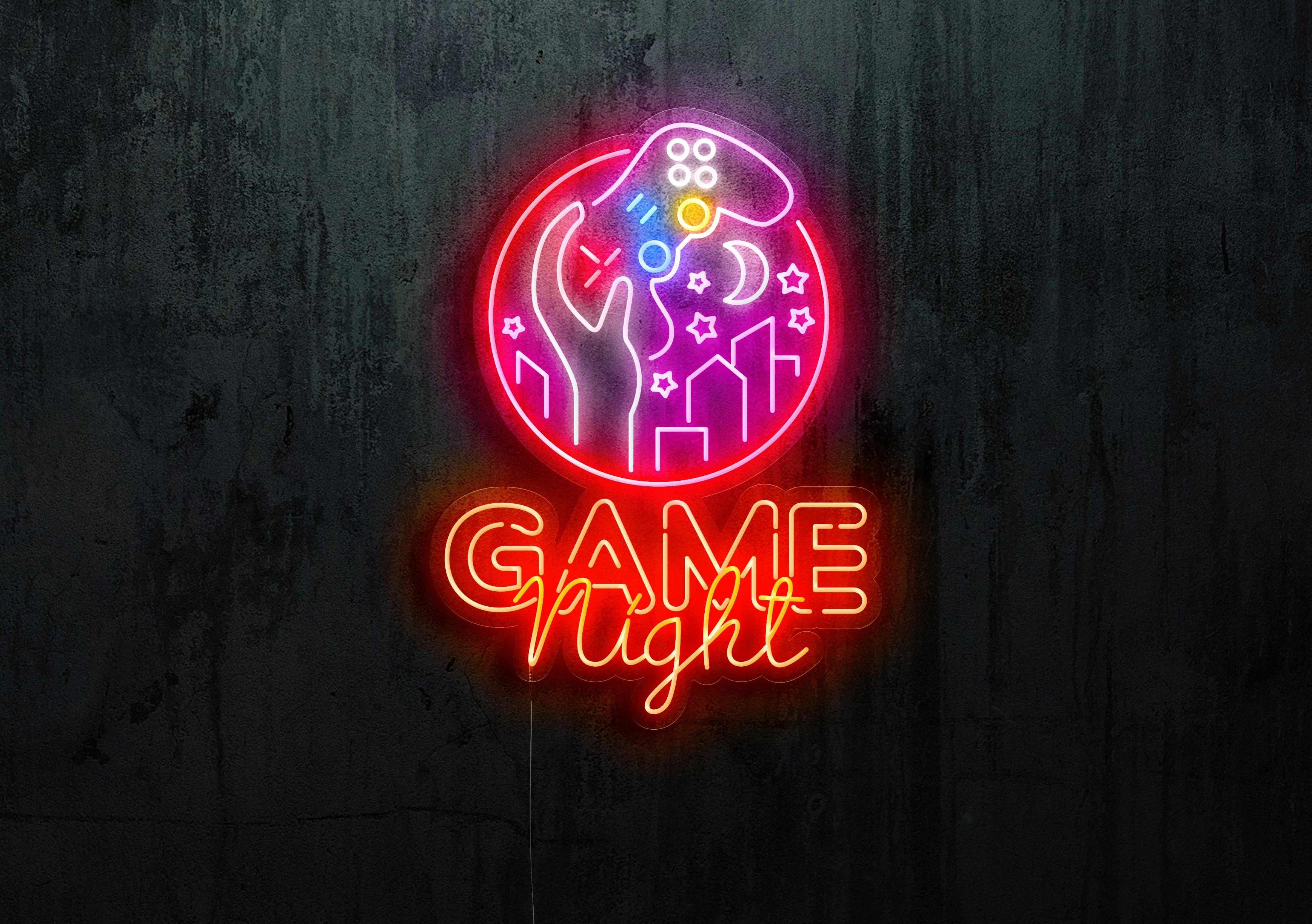 Cartel dibujo de neón LED - Luces de neón "Game Night"