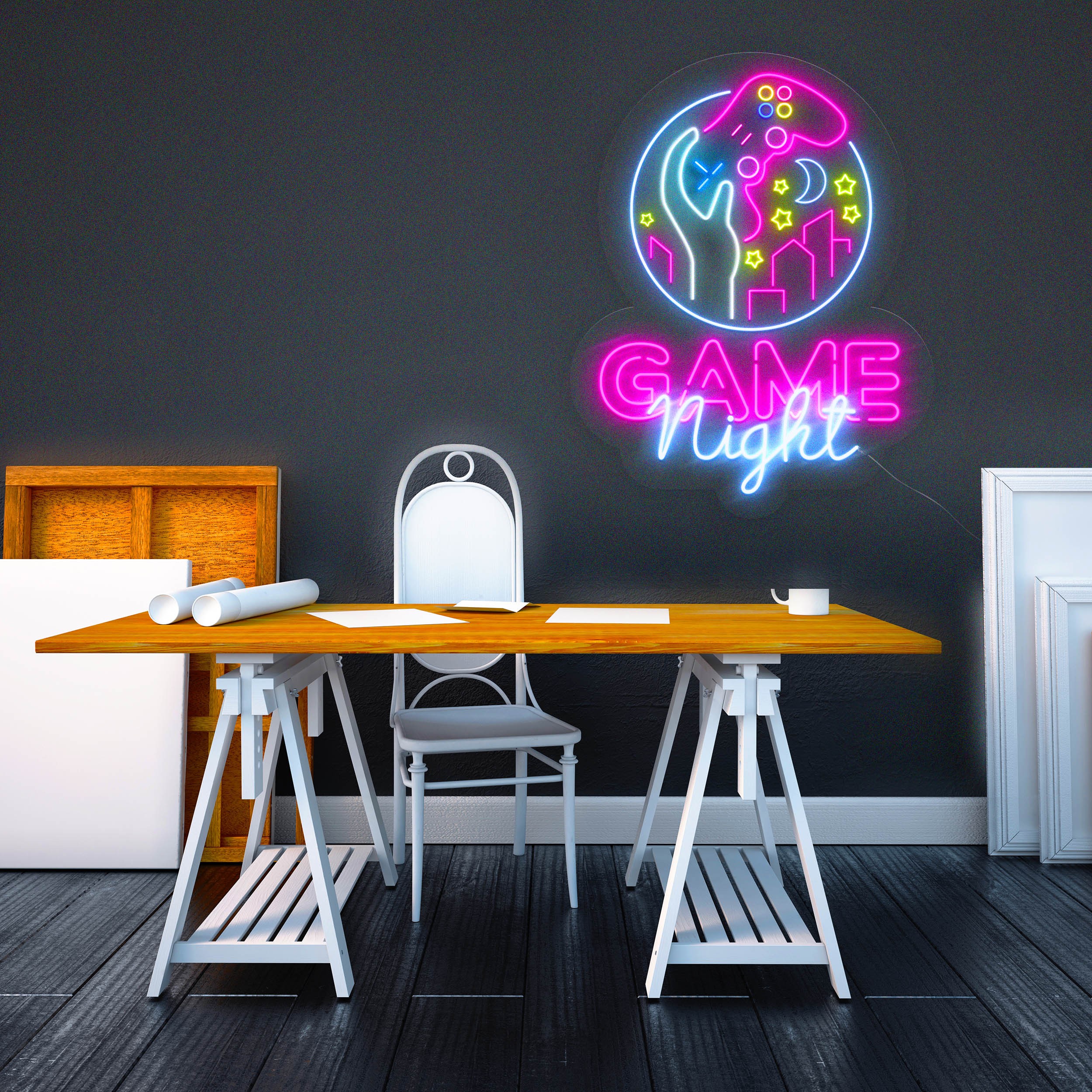 Cartel dibujo de neón LED - Luces de neón "Game Night"
